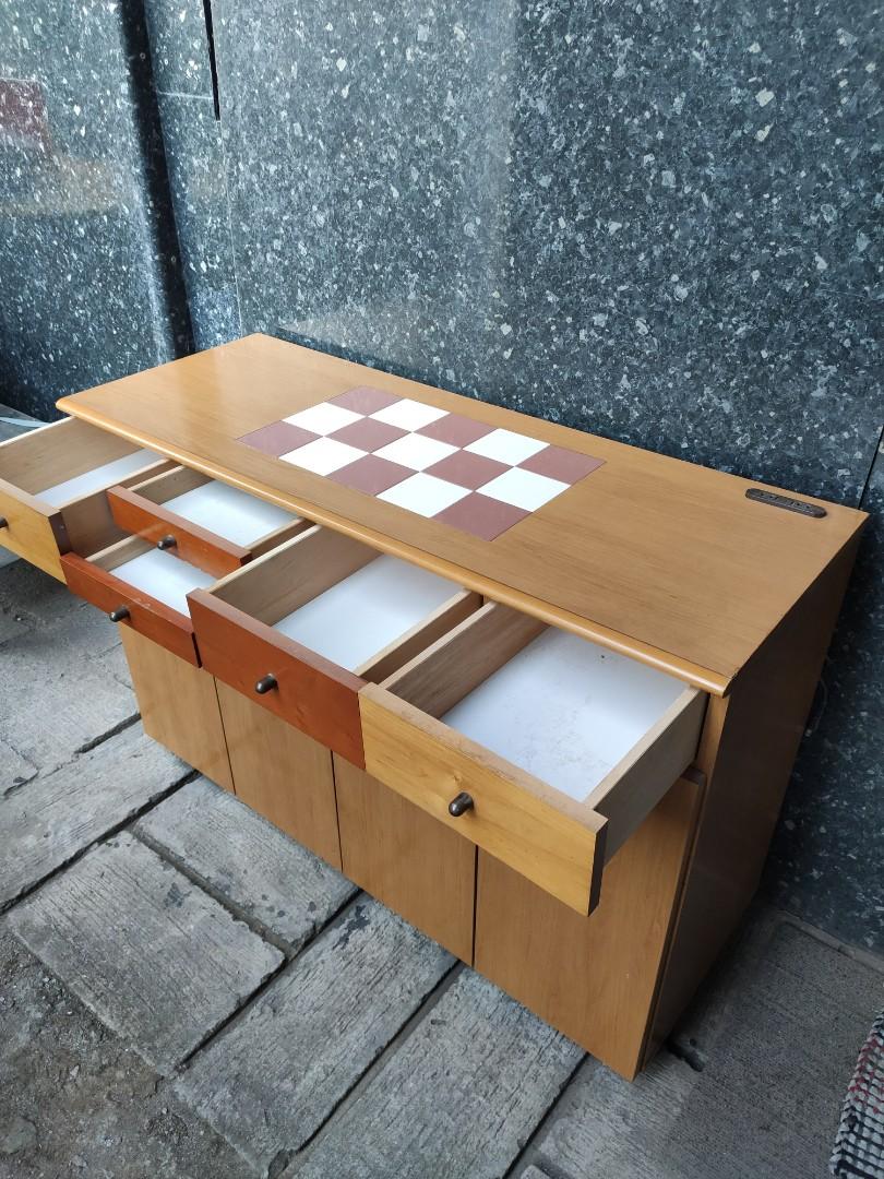 Movable Kitchen Island Table w/ Tile Top, Furniture & Home Living ...