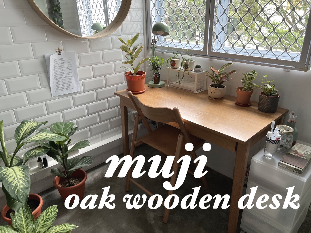 Muji Oak Wood Desk, Furniture & Home Living, Furniture, Tables & Sets ...