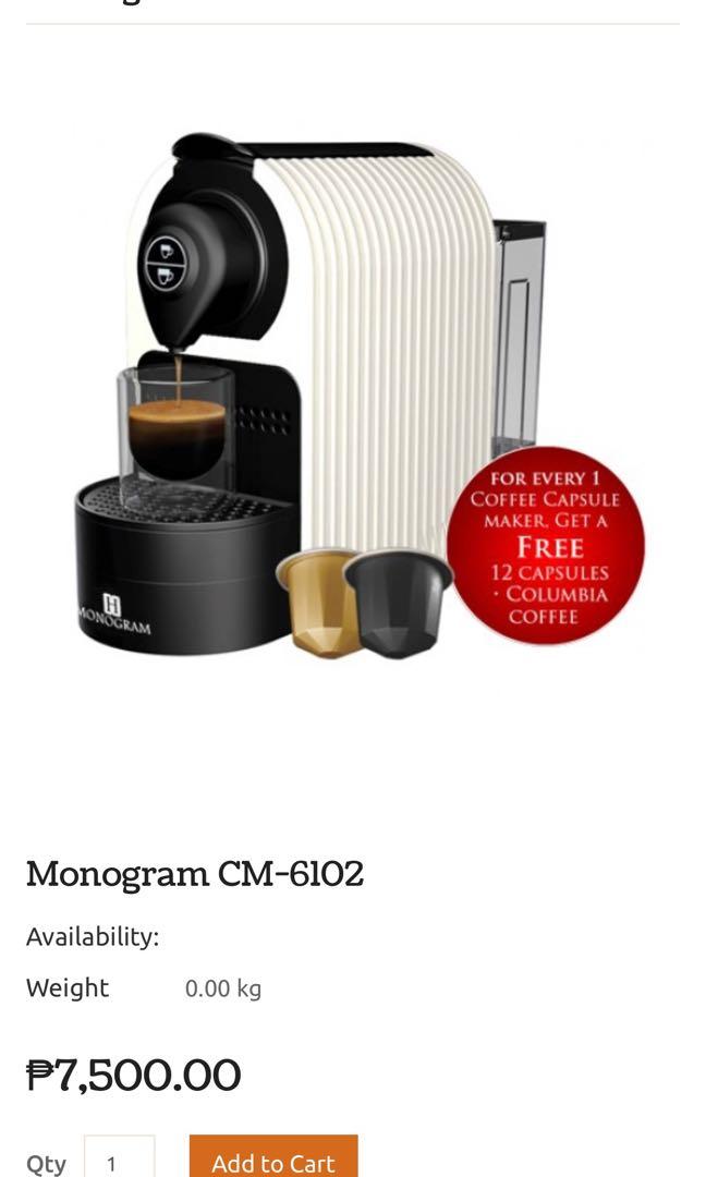 Nespresso compatible Monogram Coffee Machine, TV & Home Appliances ...