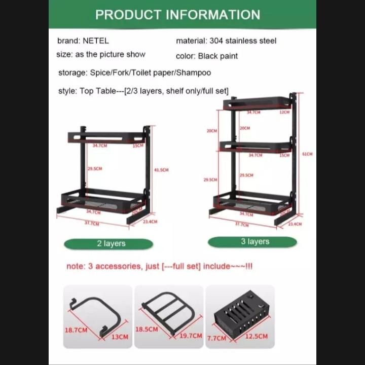 NETEL Kitchen Rack Spice Rack Organizer, Furniture & Home Living, Home ...