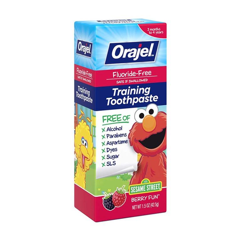 Orajel Training Toothpaste Elmo Fluoride-Free Berry Fun Flavor for Kids ...