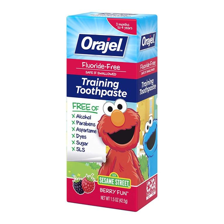 Orajel Training Toothpaste Elmo Fluoride-Free Berry Fun Flavor for Kids ...
