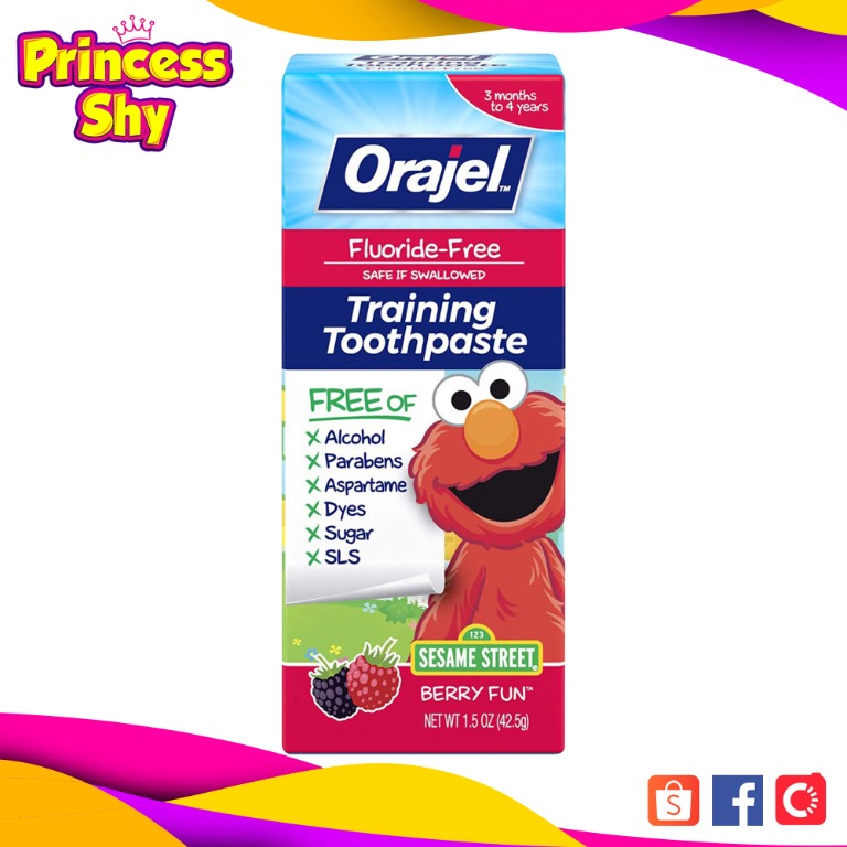 Orajel Training Toothpaste Elmo Fluoride-Free Berry Fun Flavor for Kids ...