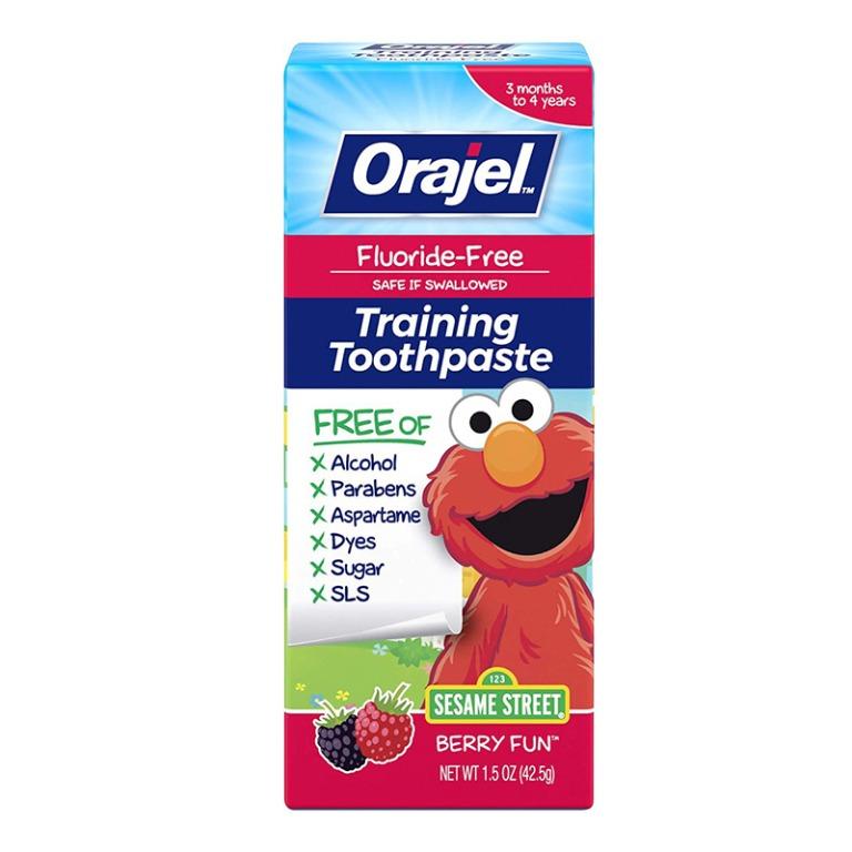 Orajel Training Toothpaste Elmo Fluoride-Free Berry Fun Flavor for Kids ...