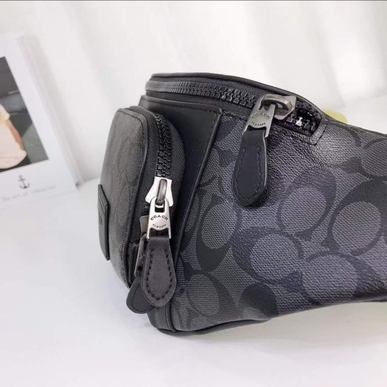 Original Coach C3765 Track Belt Bag in Signature PVC - Black, Men's ...