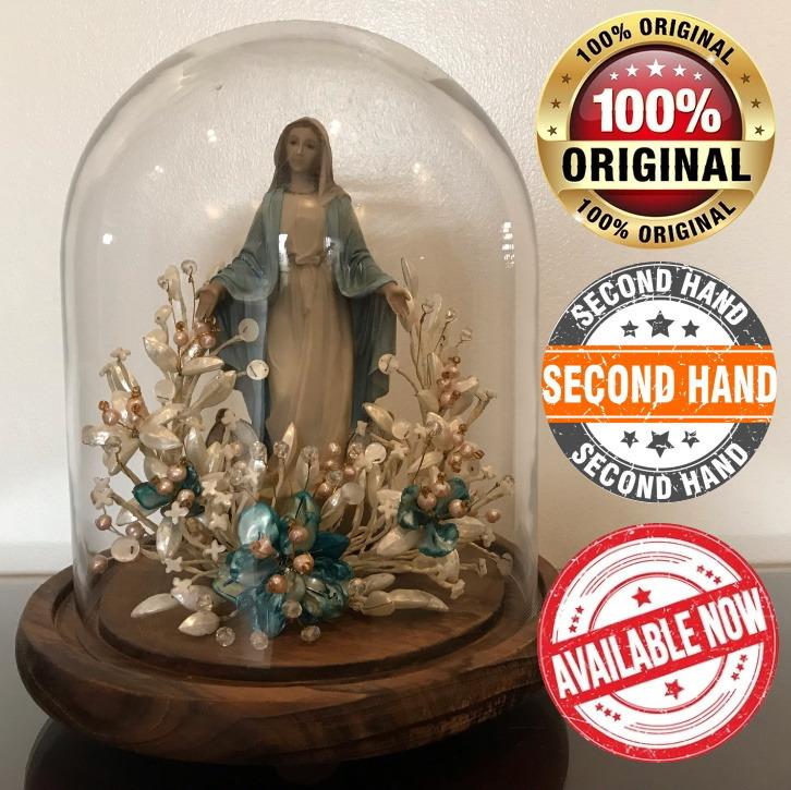 Our Lady of the Miraculous Medal Statue with Shell Flowers in Glass ...