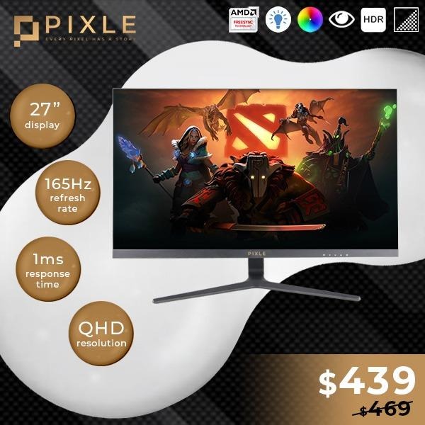 PIXLE 27" 2K QHD 165Hz 1ms Flat IPS Gaming Monitor, Computers & Tech ...