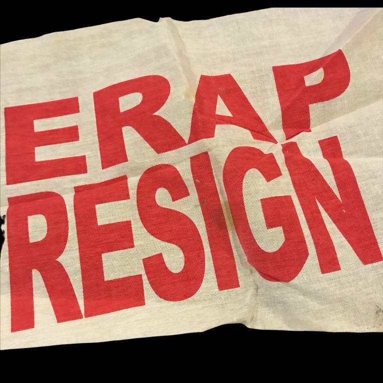 Political memorabilia ERAP Resign canvas banner, Hobbies & Toys ...