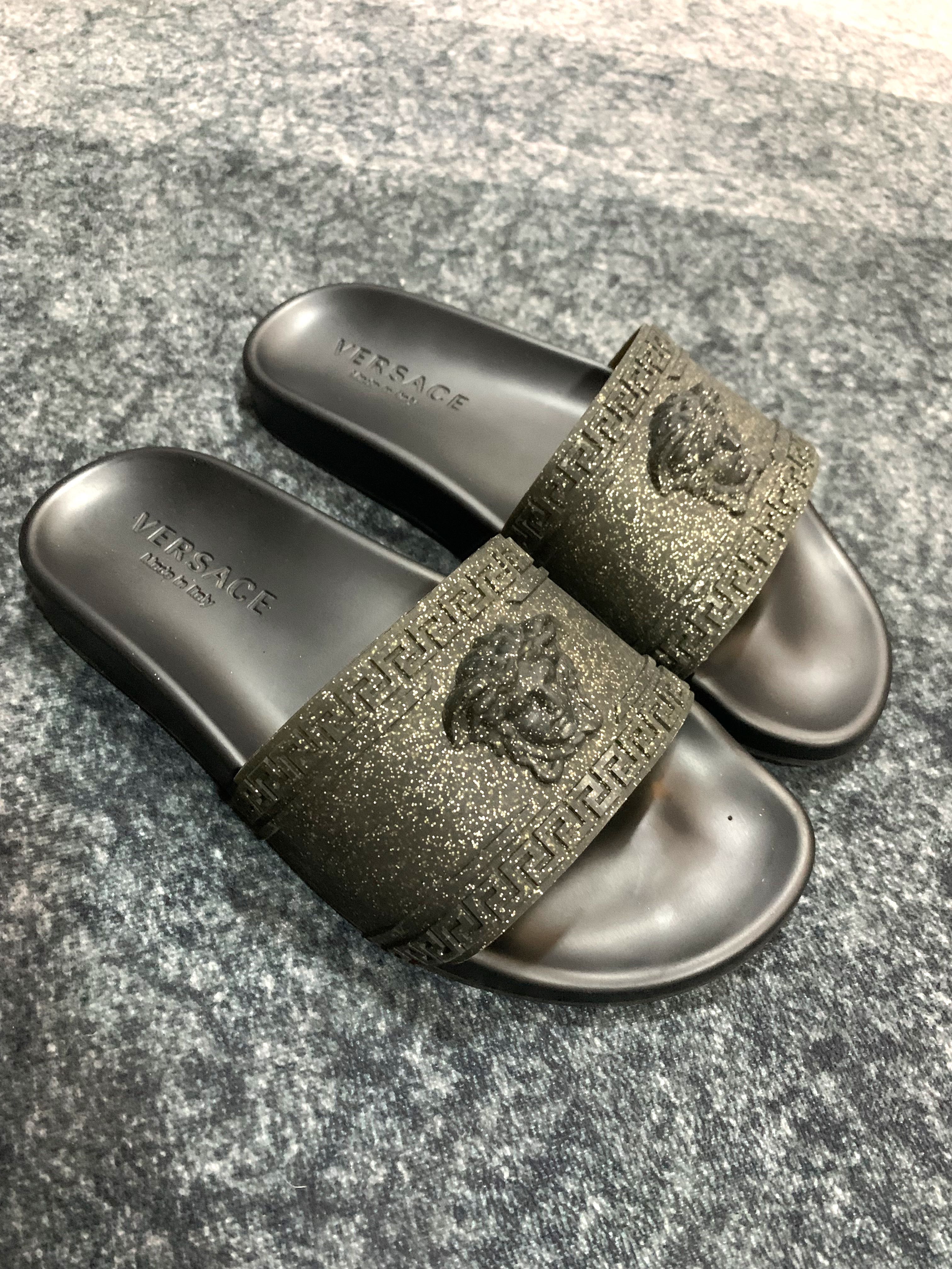 Versace Slides, Men's Fashion, Footwear, Flipflops and Slides on Carousell