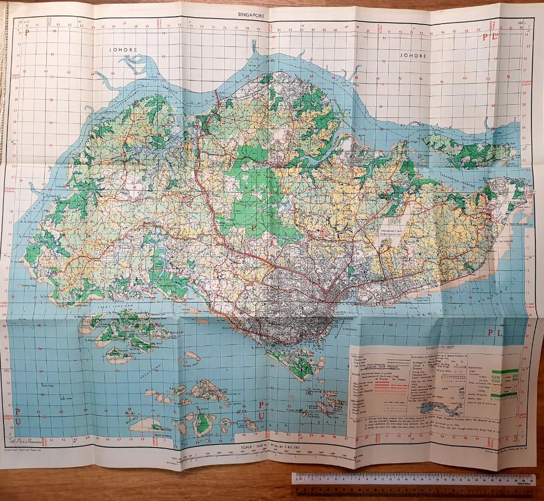 1954 Large Map Mint Condition Colony Of Singapore with other maps ...