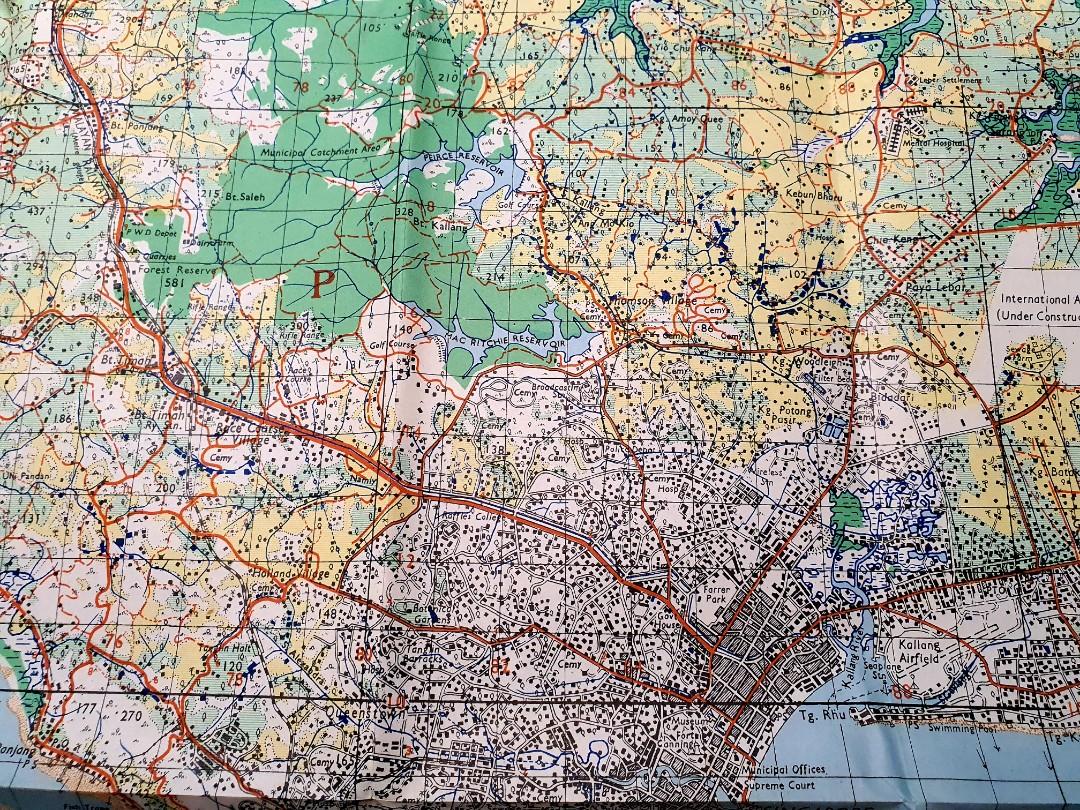 1954 Large Map Mint Condition Colony Of Singapore with other maps ...