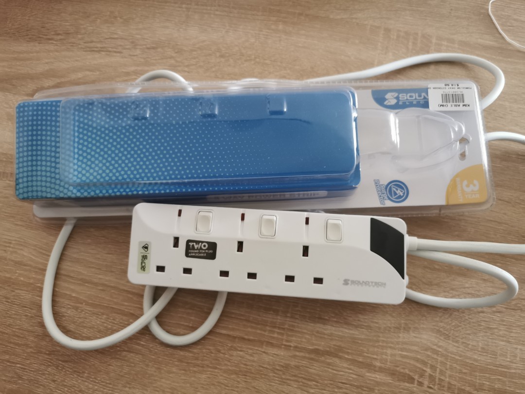 3 meter 3 way Extension plug (compatible with 2 round pin plug), TV ...