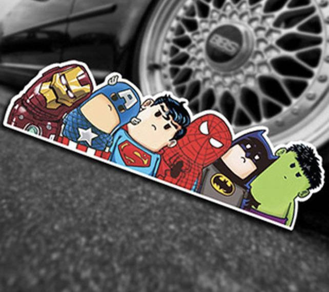 Car Decal "Marvel/DC Character", Car Accessories, Accessories on Carousell