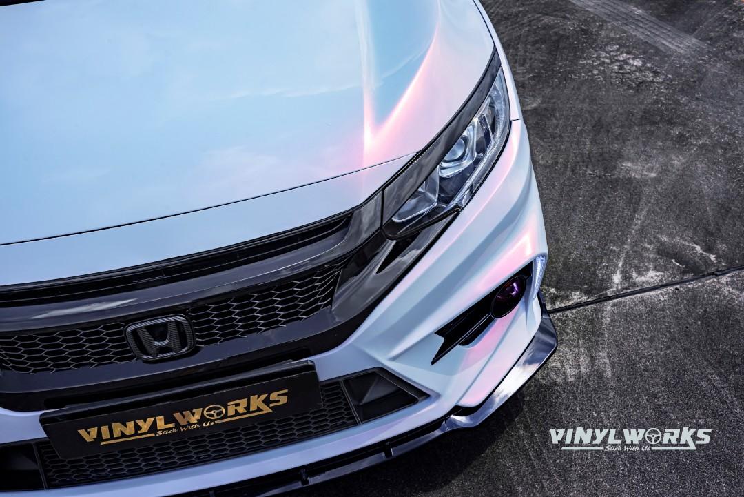 Car Wrap - Honda Civic FC Full Car Exterior Wrap (Diamond White Pink ...