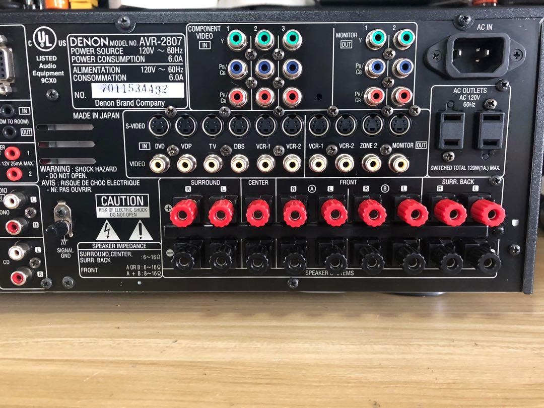 Denon AVR-2807 7.1 Channel 770w AV Receiver HDMI/Phono w/ Remote, Audio ...