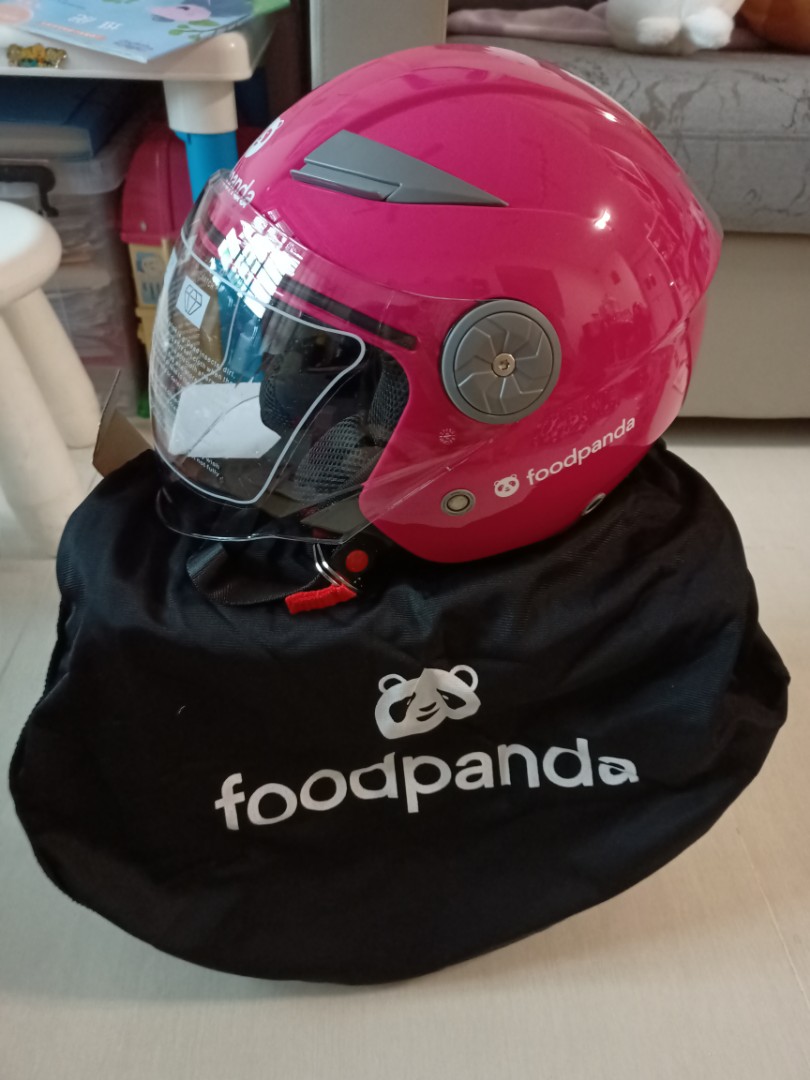 Foodpanda delivery helmet size "M" new, Motorcycles, Motorcycle ...