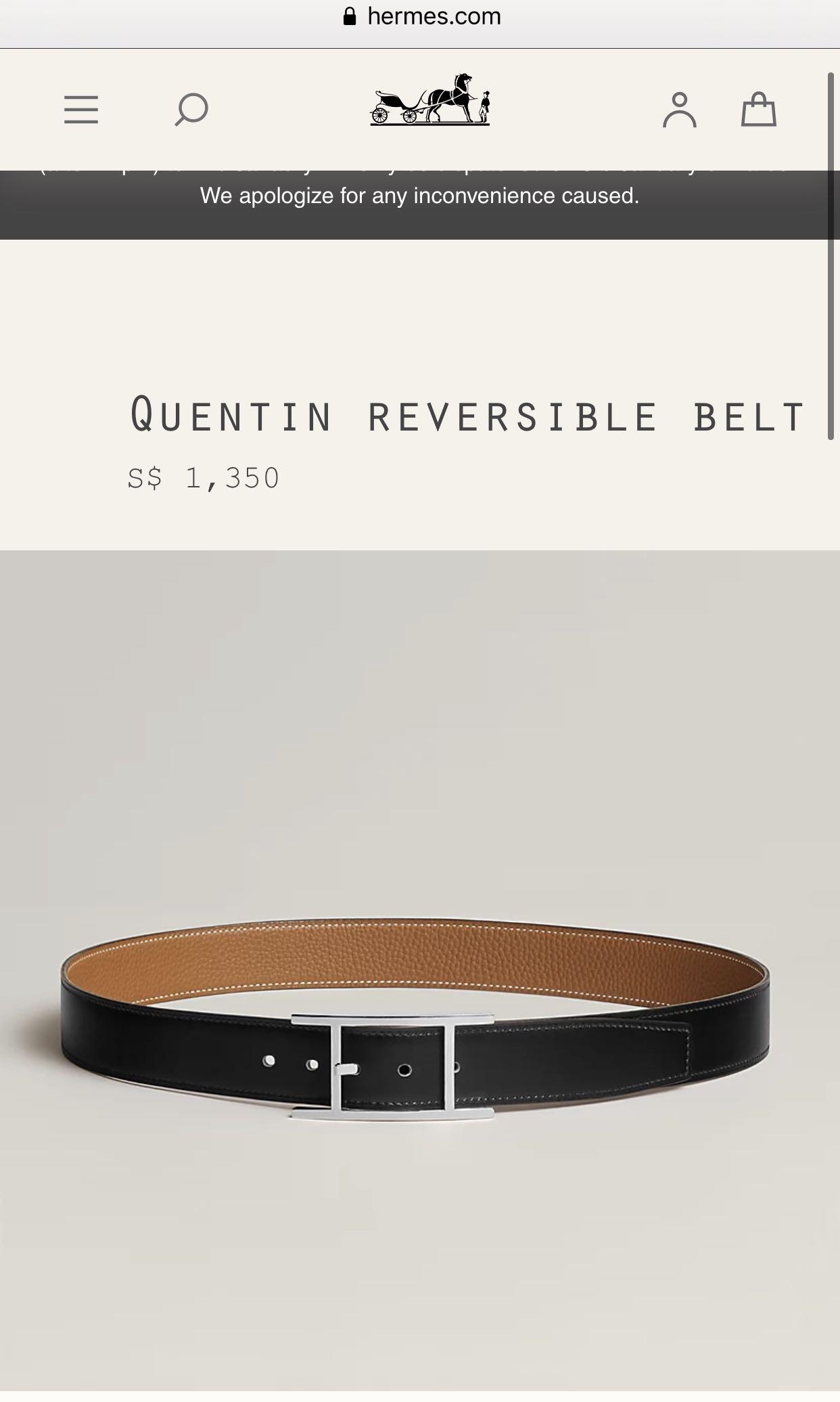 Hermes Quentin Reversible Belt A Stamp, Luxury, Accessories on Carousell