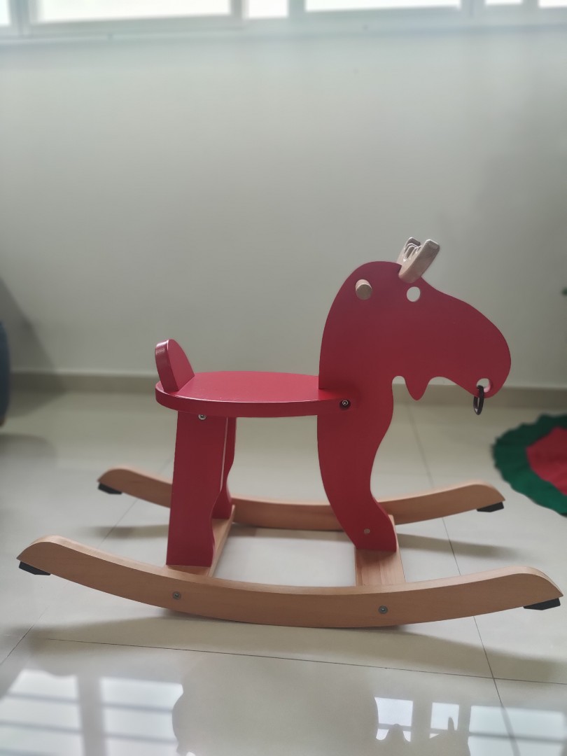 IKEA Wooden Rocking Moose, Babies & Kids, Infant Playtime on Carousell
