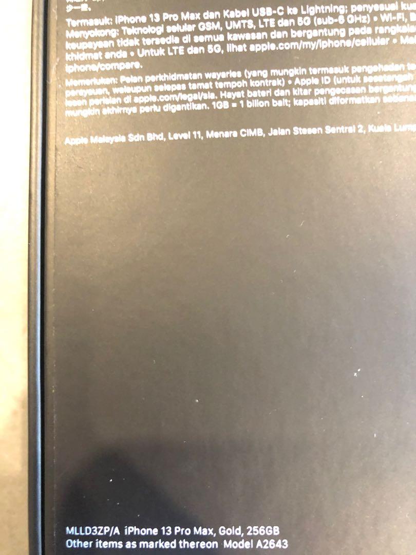 iPhone 13 pro max box - gold & 256GB, Mobile Phones & Gadgets, Mobile ...
