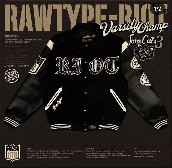 Jaket Varsity Rawtype Riot Tomcat III, Fesyen Pria, Pakaian , Baju ...