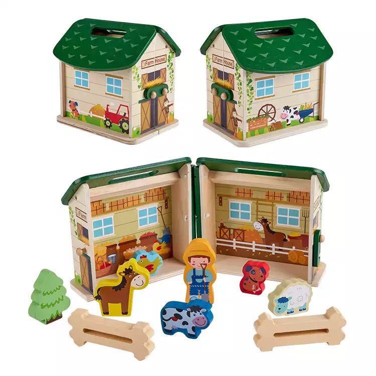 Montessori Wooden Carry Along Farm House, Hobbies & Toys, Toys & Games ...