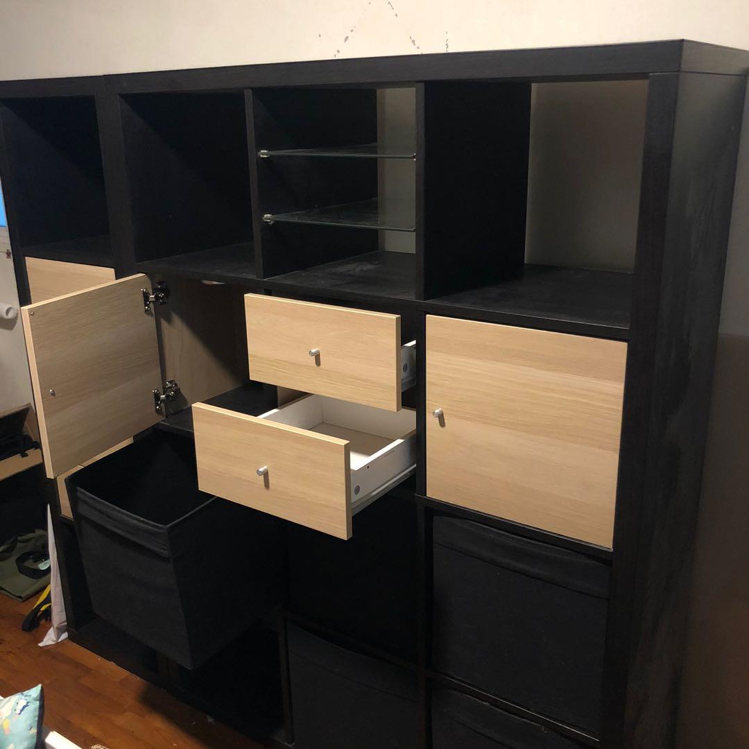 [Moving Out Sale] IKEA Kallax 1x4 + 3x4 with pre-installed drawers and ...