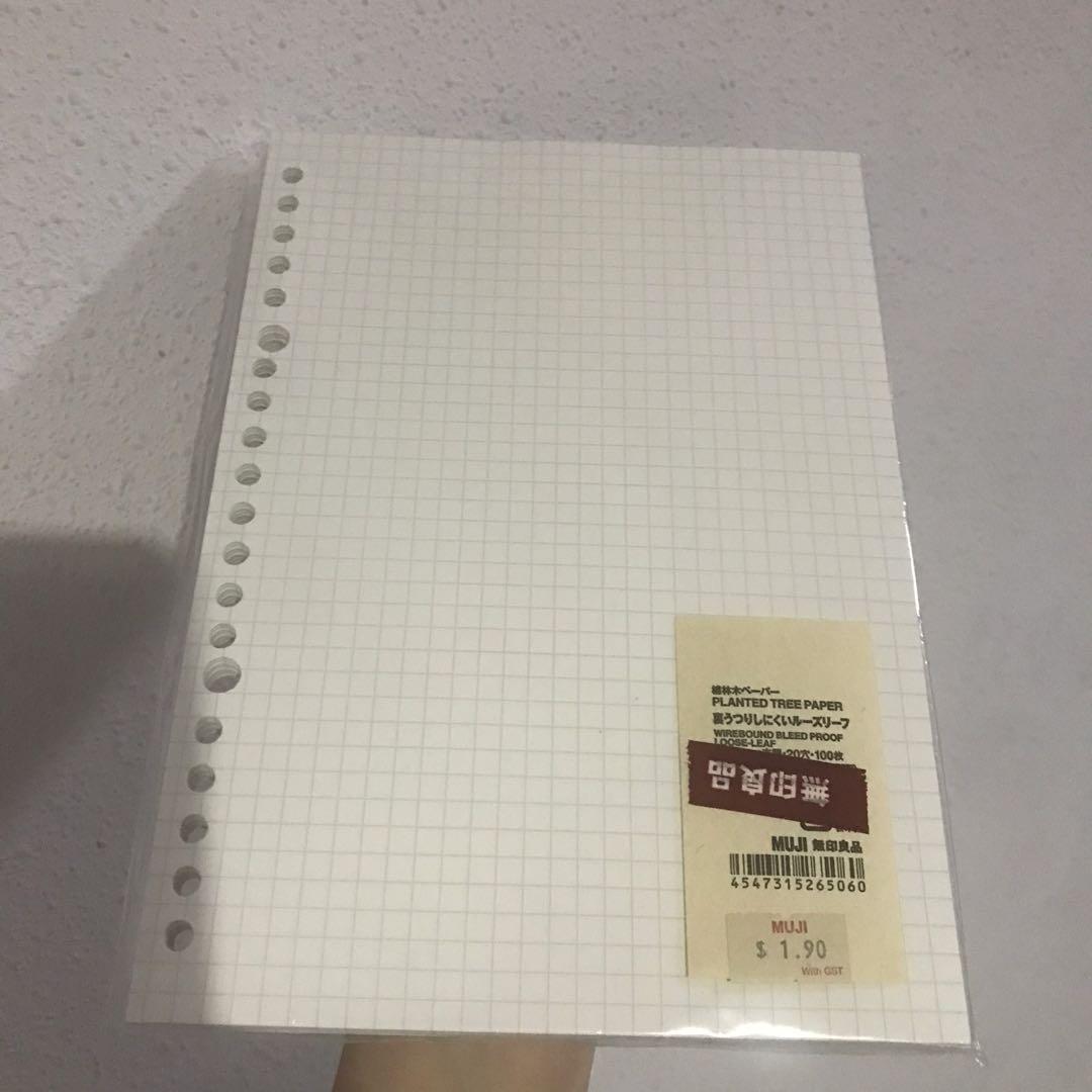 Muji A5 Grid Paper for Binder Notebook 100 Sheets, Hobbies & Toys ...