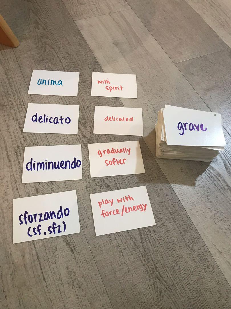 Music terms matching flash cards, Hobbies & Toys, Stationery & Craft ...