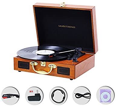 MUSITREND Turntable Portable Suitcase Record Player with Built-in ...