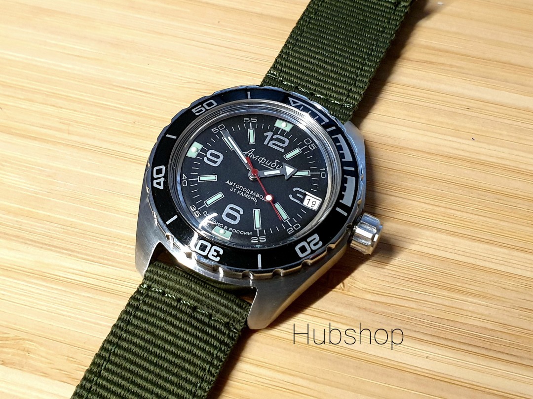 Vostok Amphibia Mod Automatic. Black bezel mod 35/- Black dial with ...