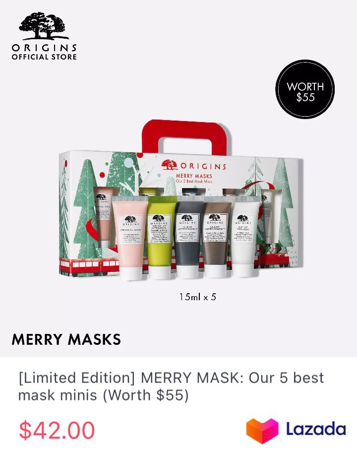 Origins Merry Masks Set (5 Mini Masks), Beauty & Personal Care, Face ...