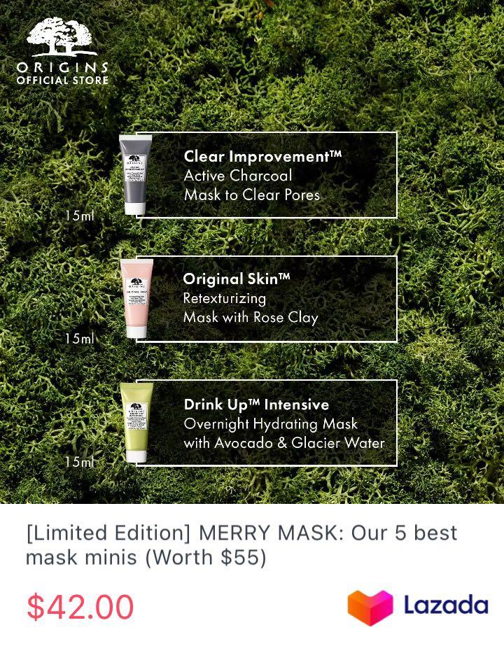 Origins Merry Masks Set (5 Mini Masks), Beauty & Personal Care, Face ...