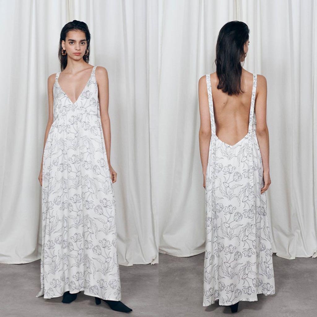 Silk Laundry Trapeze Dress in White Tulip, Flying Cranes, Women's ...