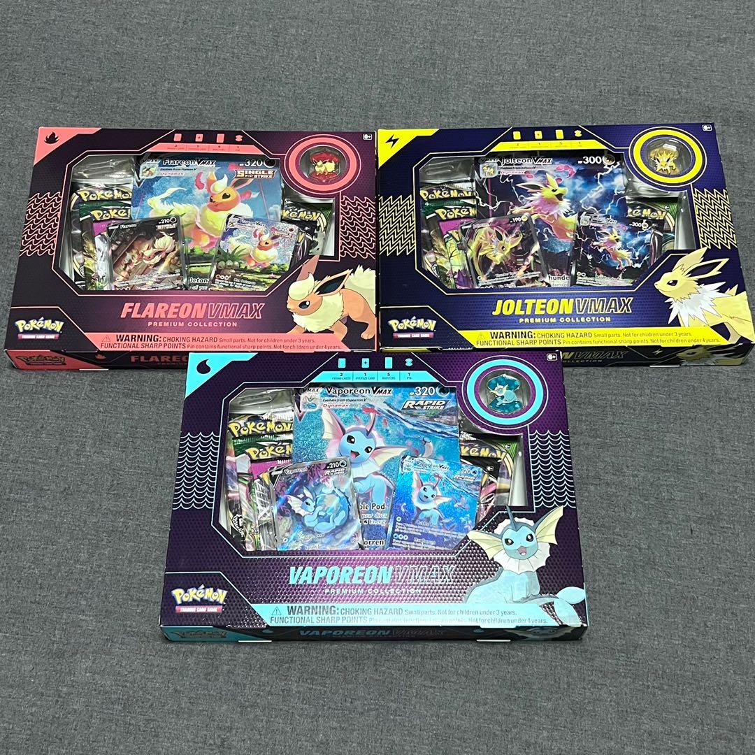 [Set of 3] Pokemon Eeveelution VMax Premium Collection, Hobbies & Toys ...