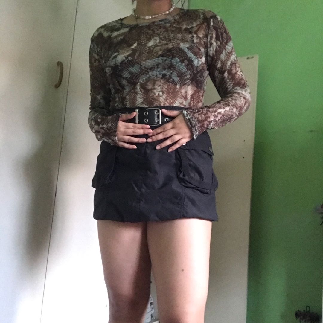 snake skin tacky y2k mesh top, Women's Fashion, Tops, Longsleeves on ...