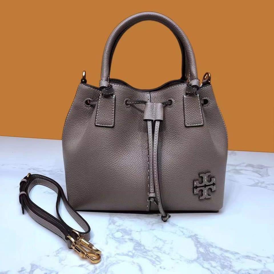 Tory Burch Mcgraw Small Drawstring Satchel in Silver Maple, Women's ...