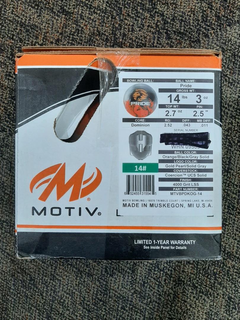 14lbs Motiv Pride Bowling Ball, Sports Equipment, Sports & Games ...