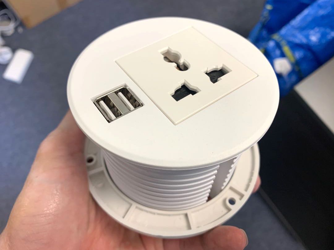 Brand new table mounted round desk power socket with USB charging port ...
