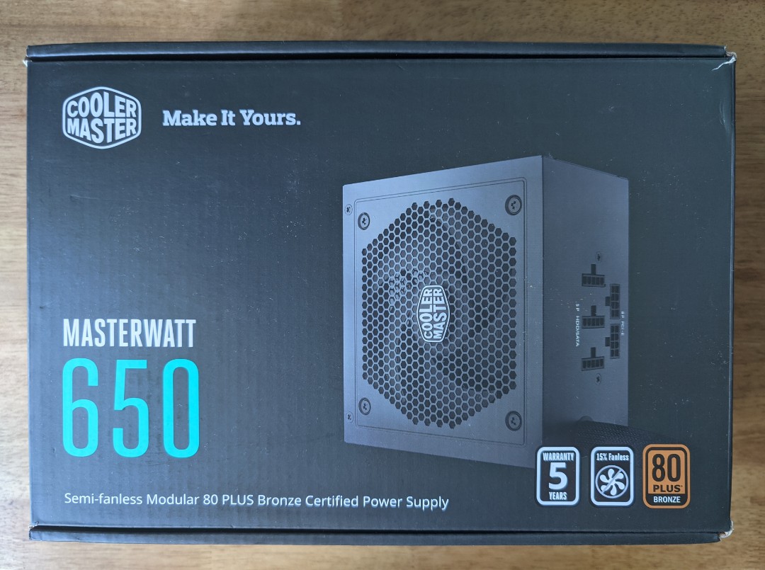 Cooler Master Masterwatt 650 650W 80Plus Bronze Semi Modular Power Supply Unit, Computers & Tech ...