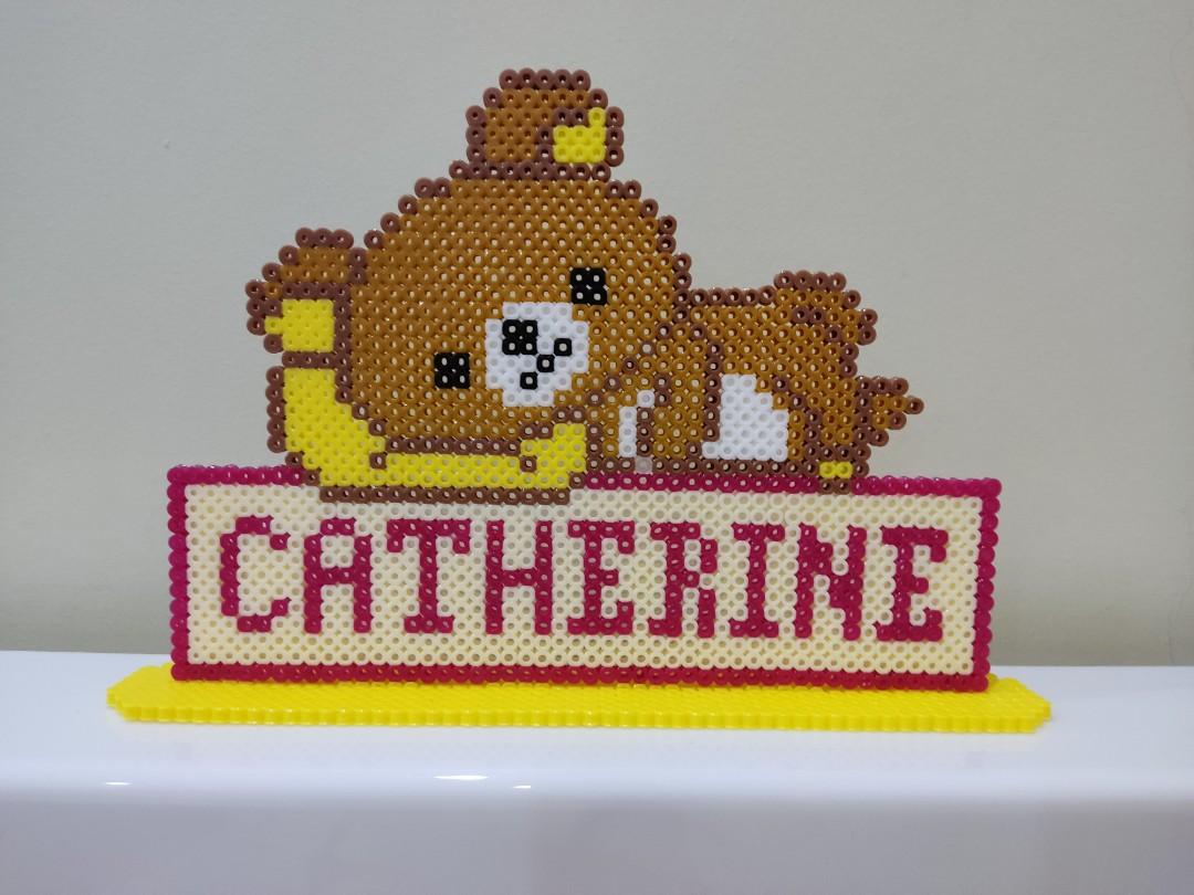 Customised handmade perler bead name plate gift, Hobbies & Toys ...