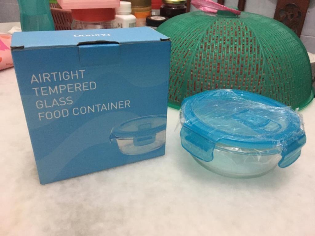 DOWNY'S Airtight Tempered Glass Food Container, Furniture & Home Living ...
