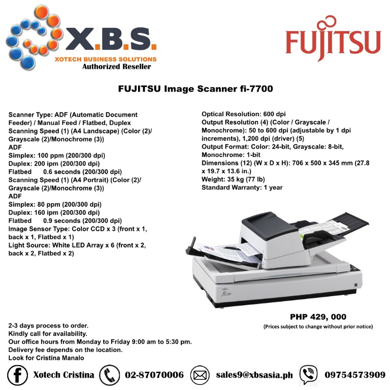 FUJITSU Image Scanner fi-7700, Computers & Tech, Printers, Scanners ...