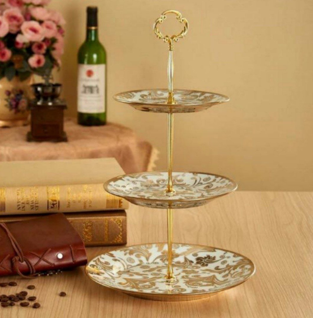 Gold Continental 3 Tier Tea Time Plates, Furniture & Home Living ...