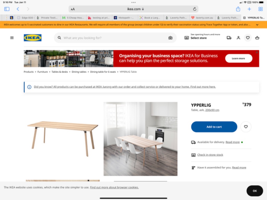 IKEA Ypperlig dining table, Furniture & Home Living, Furniture, Tables ...