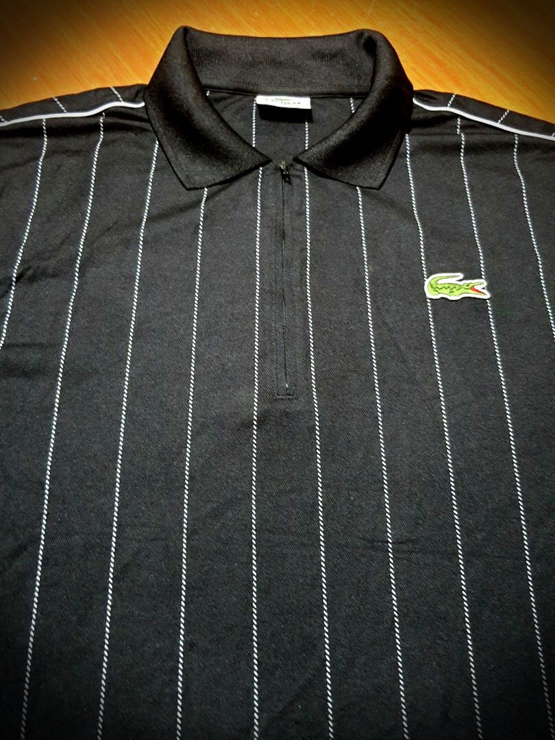 Lacoste sport dri-fit cotton black half zip polo shirt, Men's Fashion ...