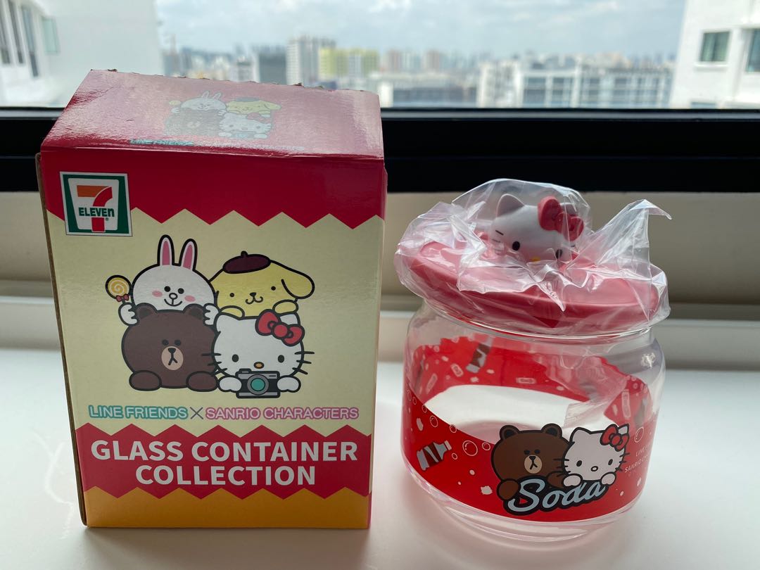 [Line Friends x Sanrio Characters] Glass Container Collection - Hello ...