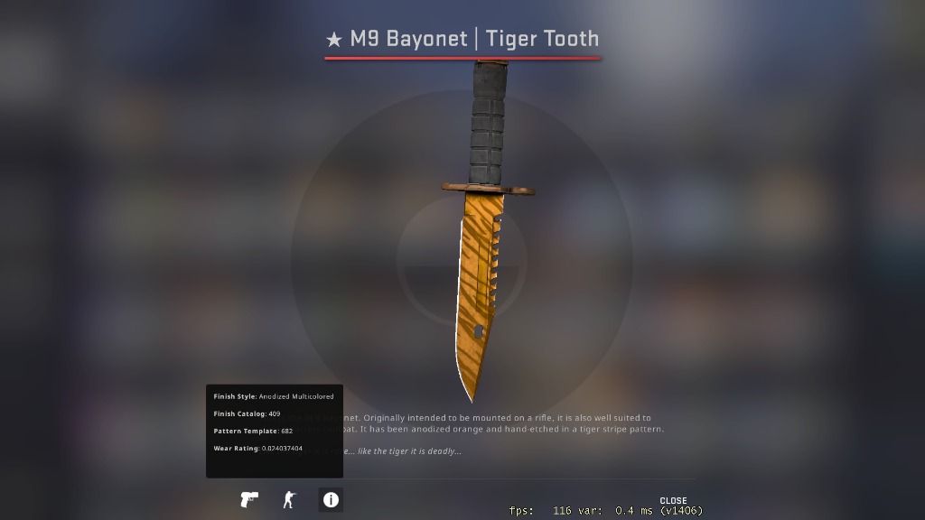 M9 Bayonet Tiger Tooth FN, Hobbies & Toys, Toys & Games on Carousell
