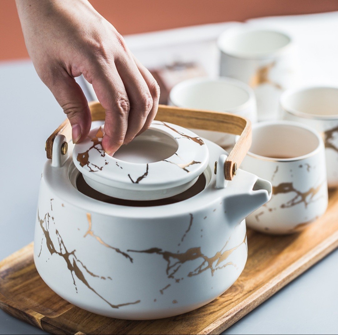 [MARBLE LUXURY TEA SET] Luxury, Scandinavian, Classic, Japanese, Wooden ...