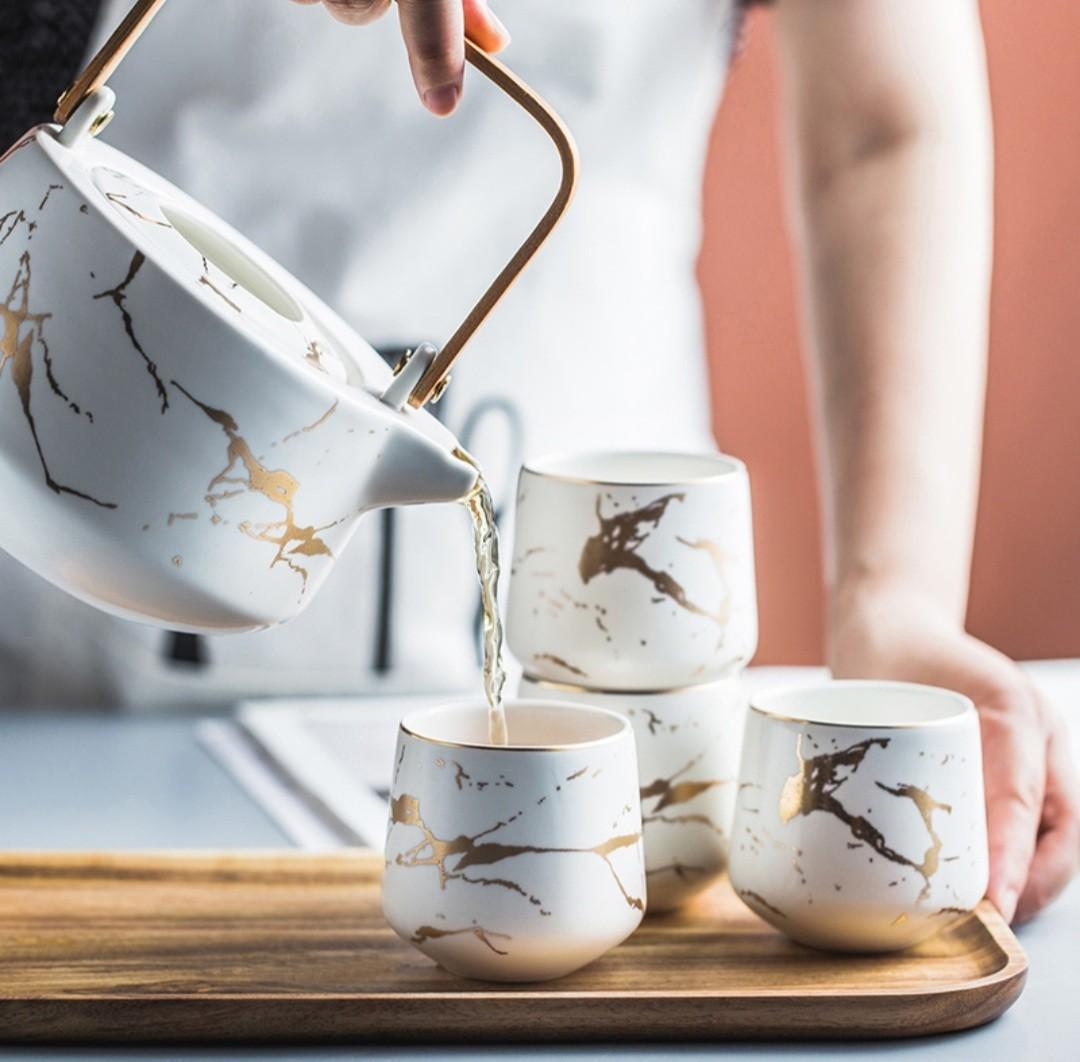 [MARBLE LUXURY TEA SET] Luxury, Scandinavian, Classic, Japanese, Wooden ...