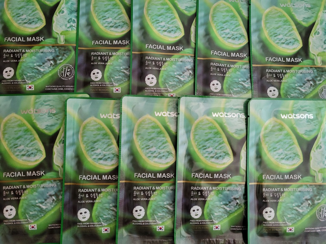 NEW Watsons Aloe Vera facial masks, Beauty & Personal Care, Face, Face ...